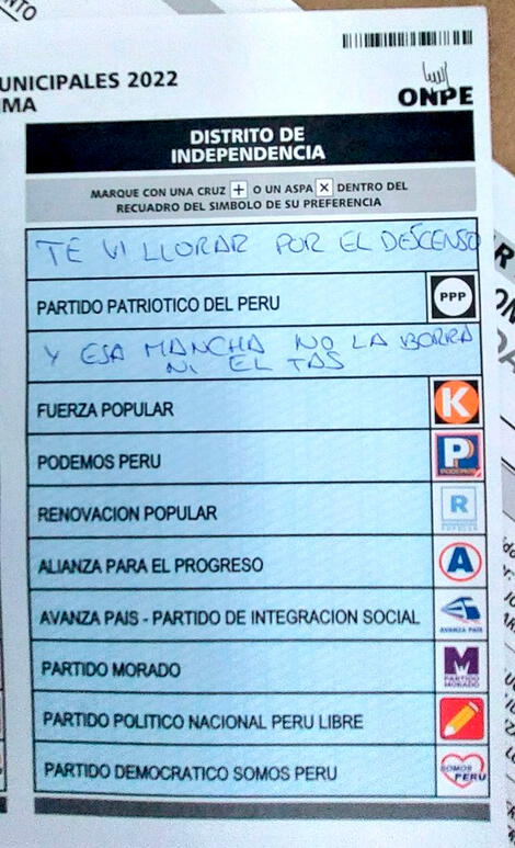 Alianza Lima | Elecciones 2022: hincha pone frasee en cédula de ...